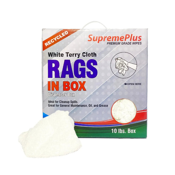Recycled White Terry Towel Cleaning Rags 10 lbs. Compressed Box ...